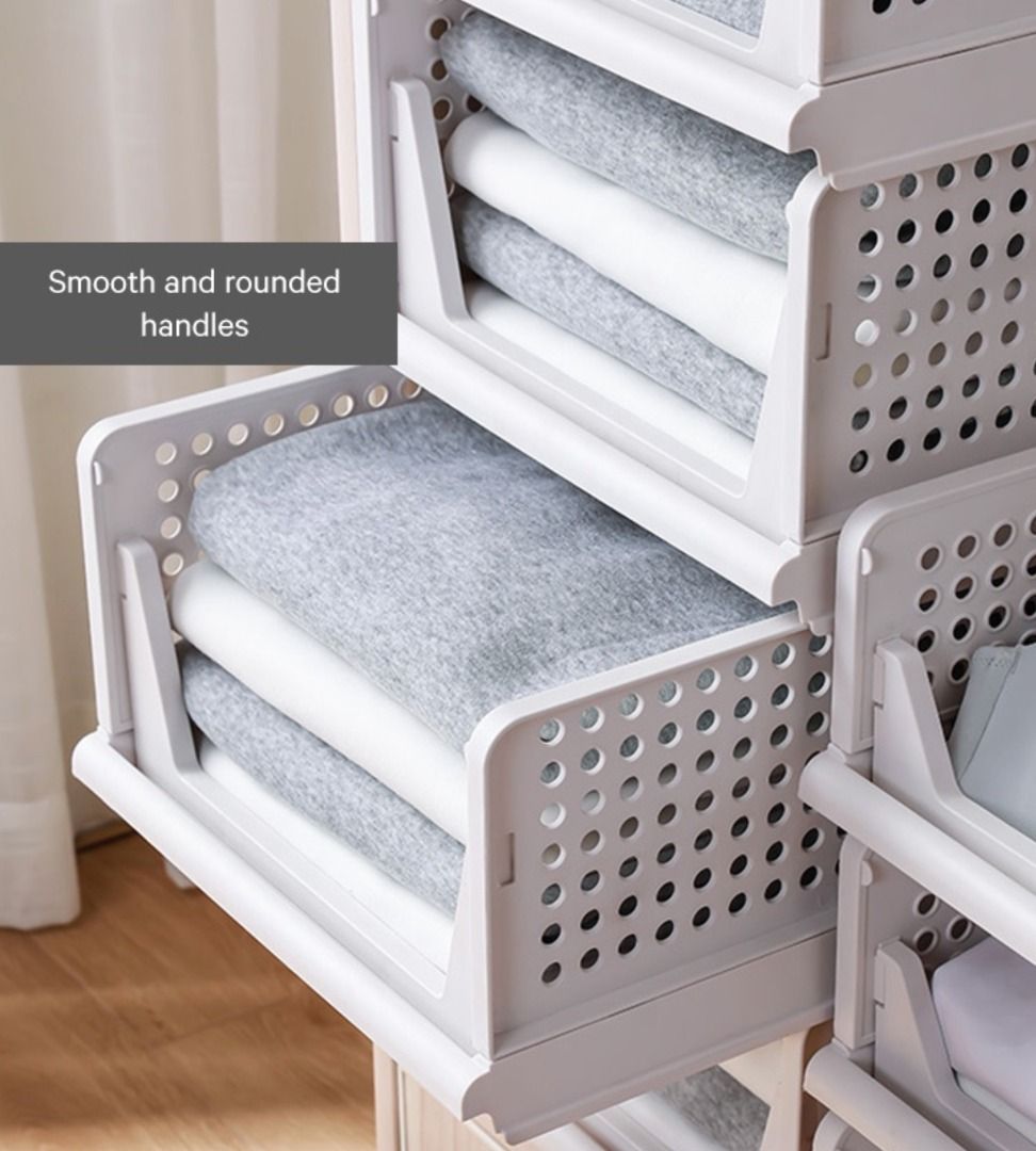 Stackable layered Wardrobe partition storage rack drawer type foldable ...