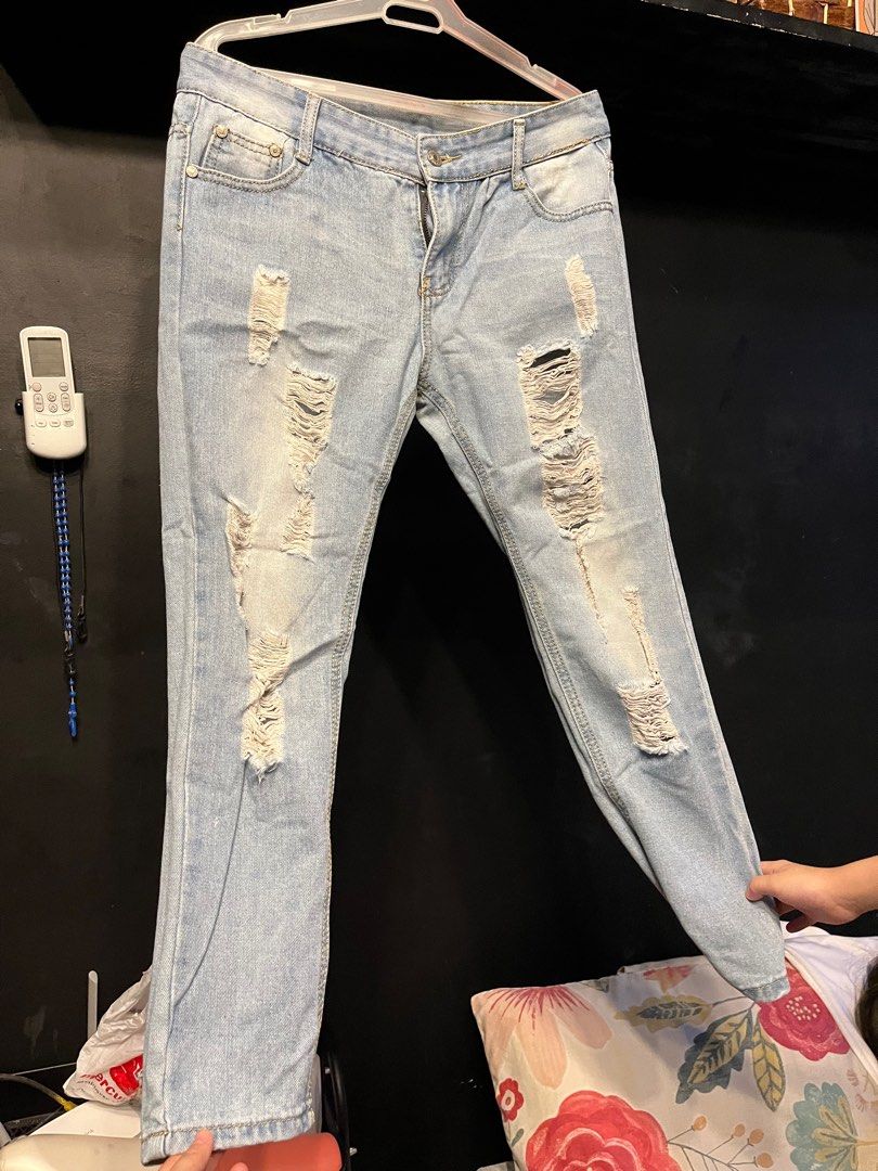 Tattered Denim / Ripped Jeans, Women's Fashion, Bottoms, Jeans on Carousell