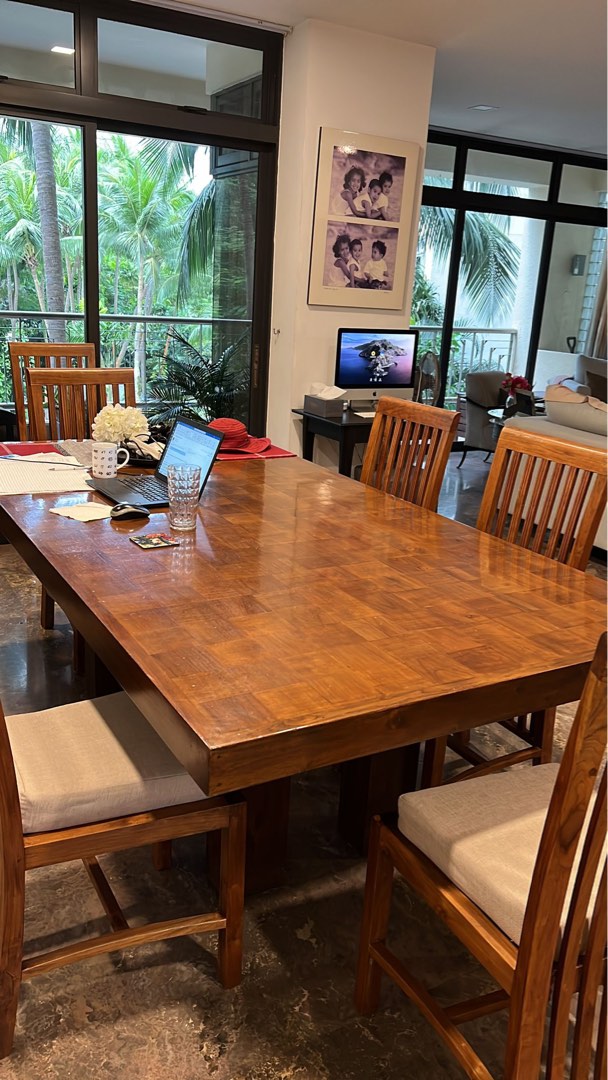 Teak 8 seater dining table NEW CONDITION. JOHN ERDOS, Furniture & Home ...