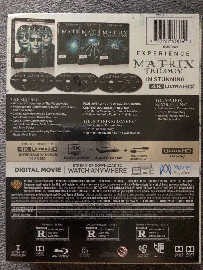THE MATRIX TRILOGY 4K BLURAY BLU RAY, Hobbies & Toys, Music & Media ...