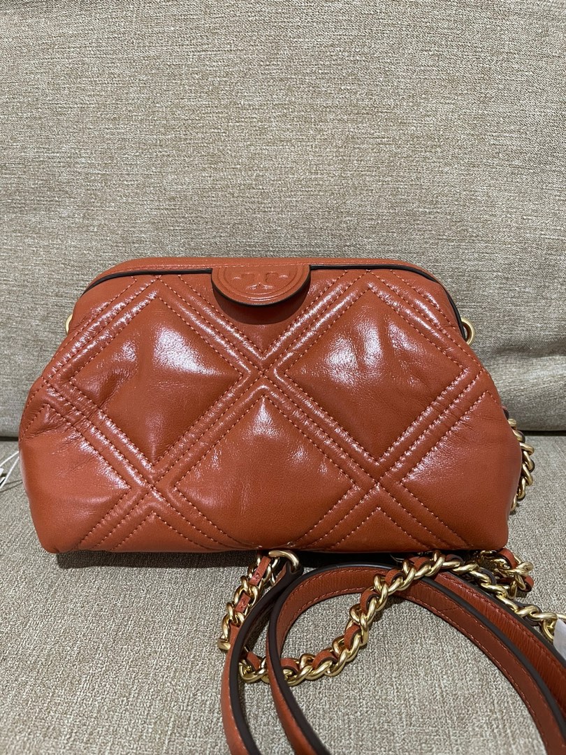 Tory burch TB Fleming soft waxed small frame crossbody ROASTED HABANERO Size 21*12cm, Barang ...