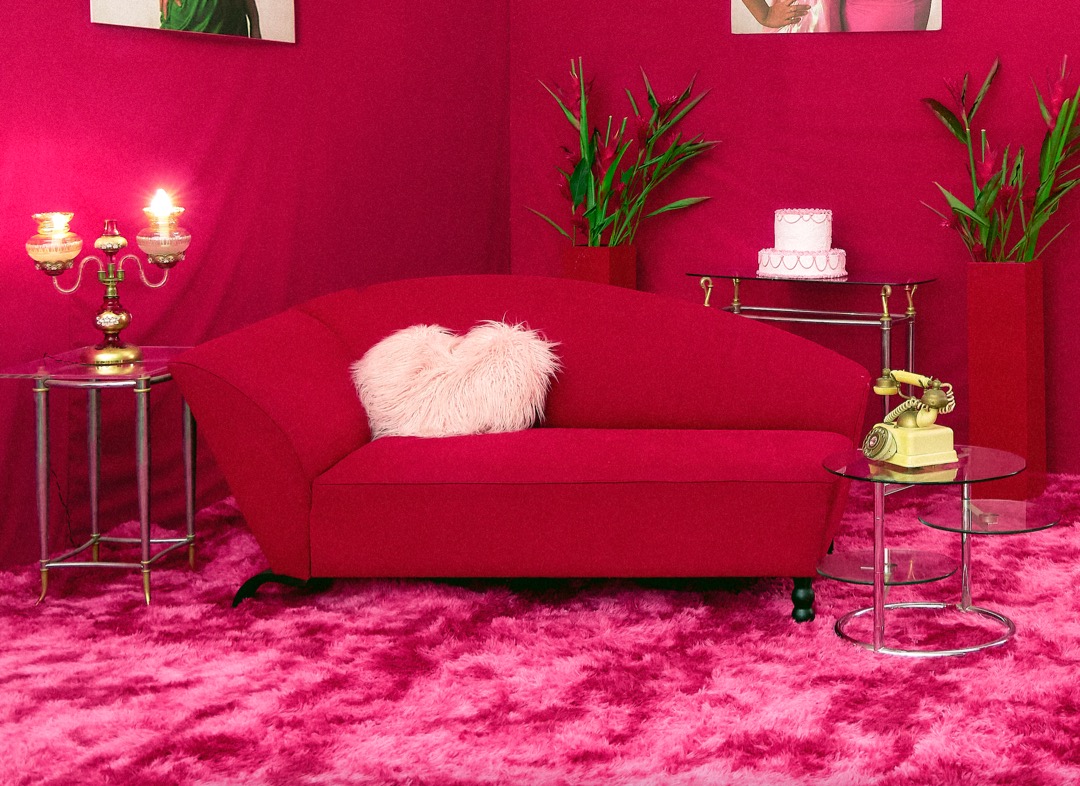 Vintage 80s Red Lounge Sofa with asymmetrical design, Furniture & Home ...