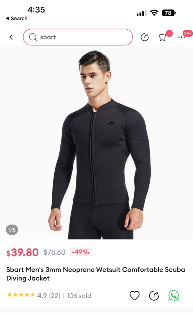 Wet Suit Sbart 3mm Thick XL, Men's Fashion, Activewear on Carousell