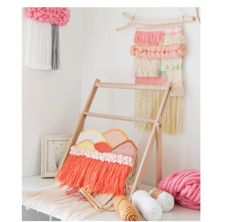 Wooden Weaving Loom Knitting Knit Frame Kit with stand, Hobbies & Toys ...