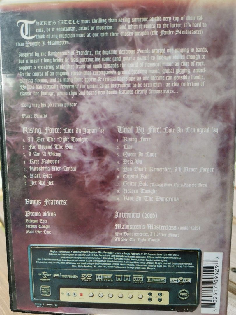 Yngwie Malmsteen dvd, Hobbies & Toys, Music & Media, CDs & DVDs on Carousell