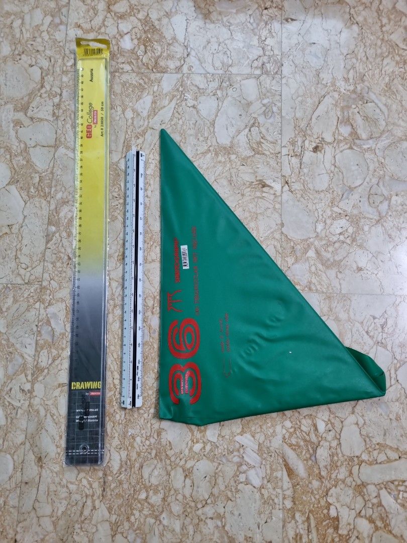 50cm Acrylic Ruler, Scale Ruler, Set Squares, Hobbies & Toys ...