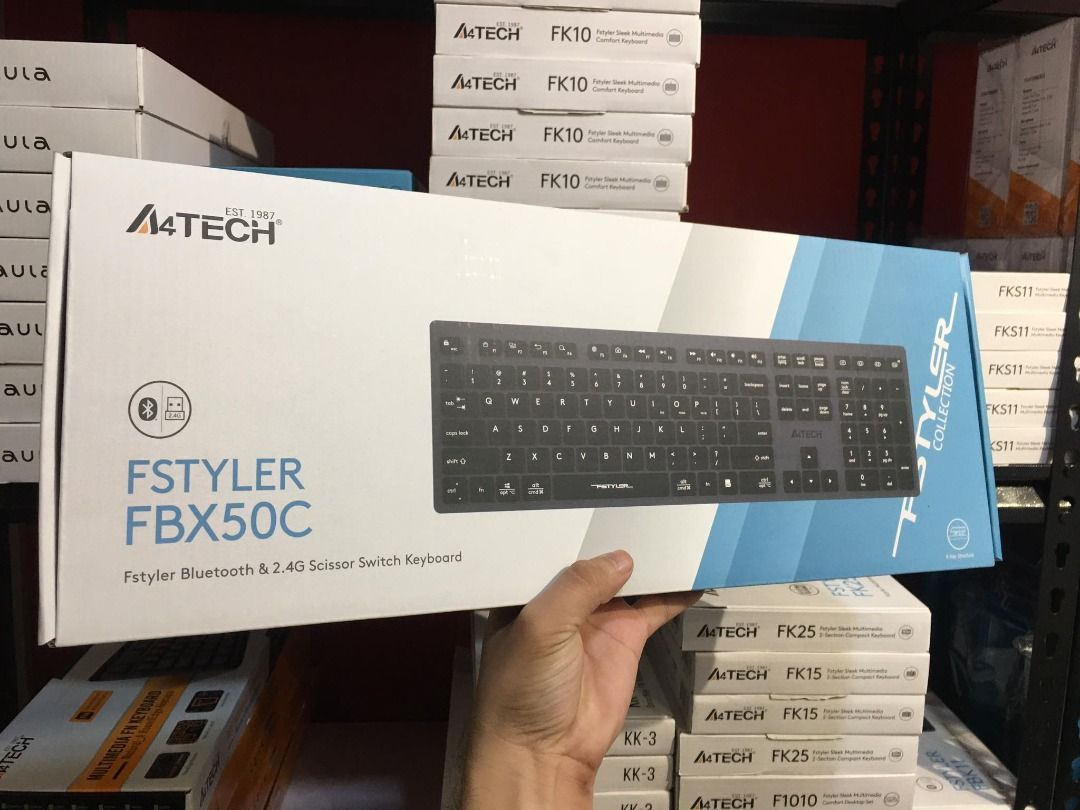 A4Tech Fstyler FBX50C Bluetooth & 2.4G Scissor Switch Keyboard Black ...
