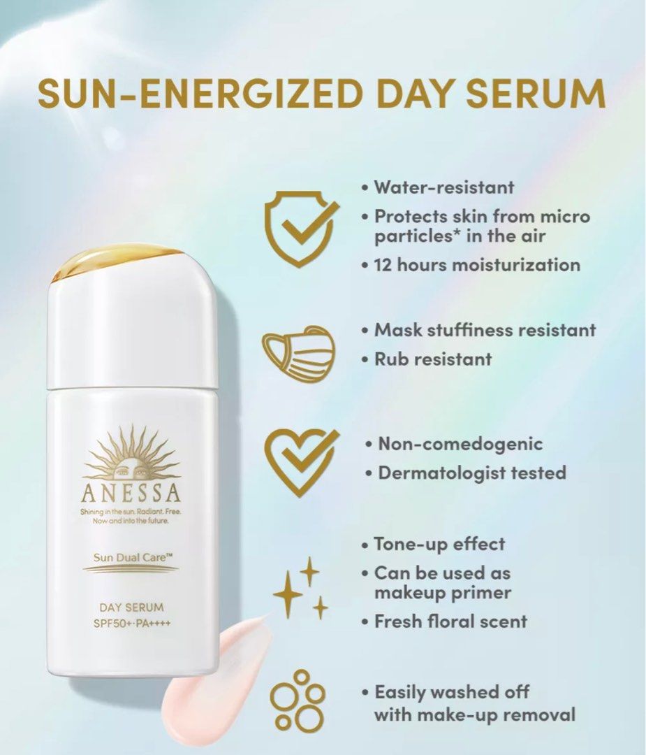 Anessa Day Serum Sunscreen SPF50+ PA++++ (BNIB + Travel Sample), Beauty ...