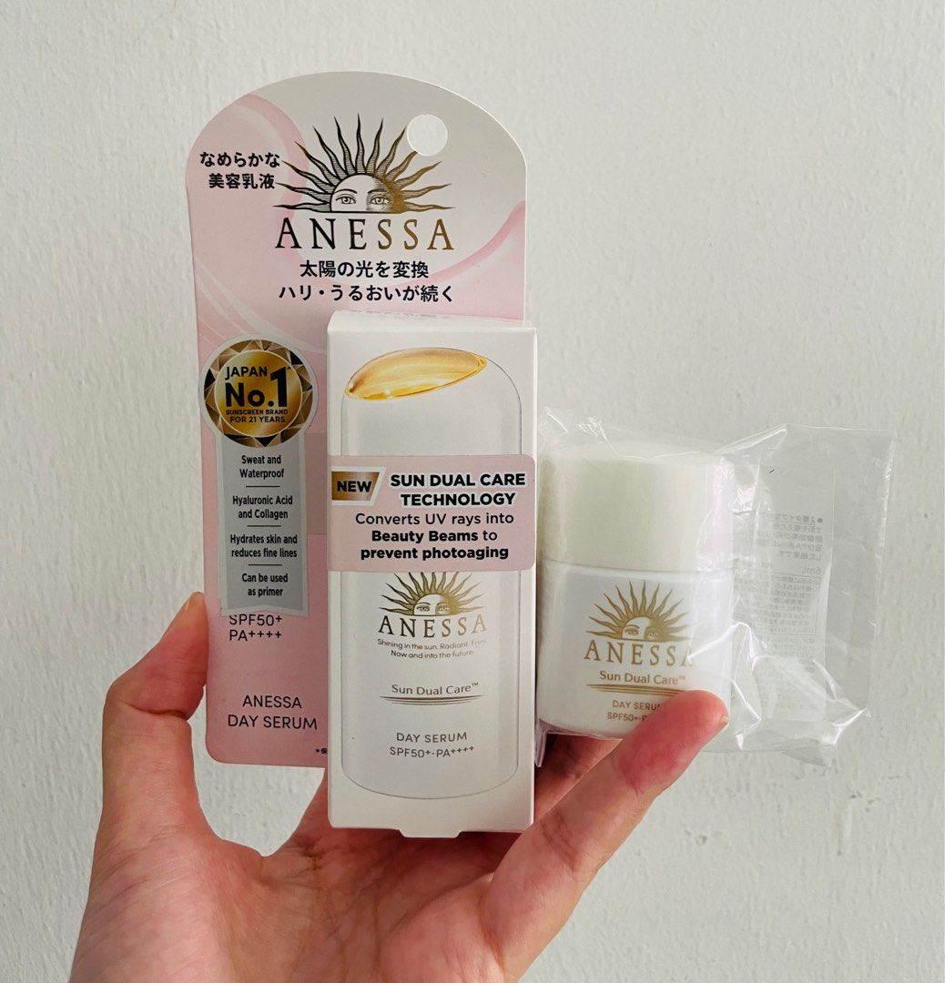 Anessa Day Serum Sunscreen SPF50+ PA++++ (BNIB + Travel Sample), Beauty ...
