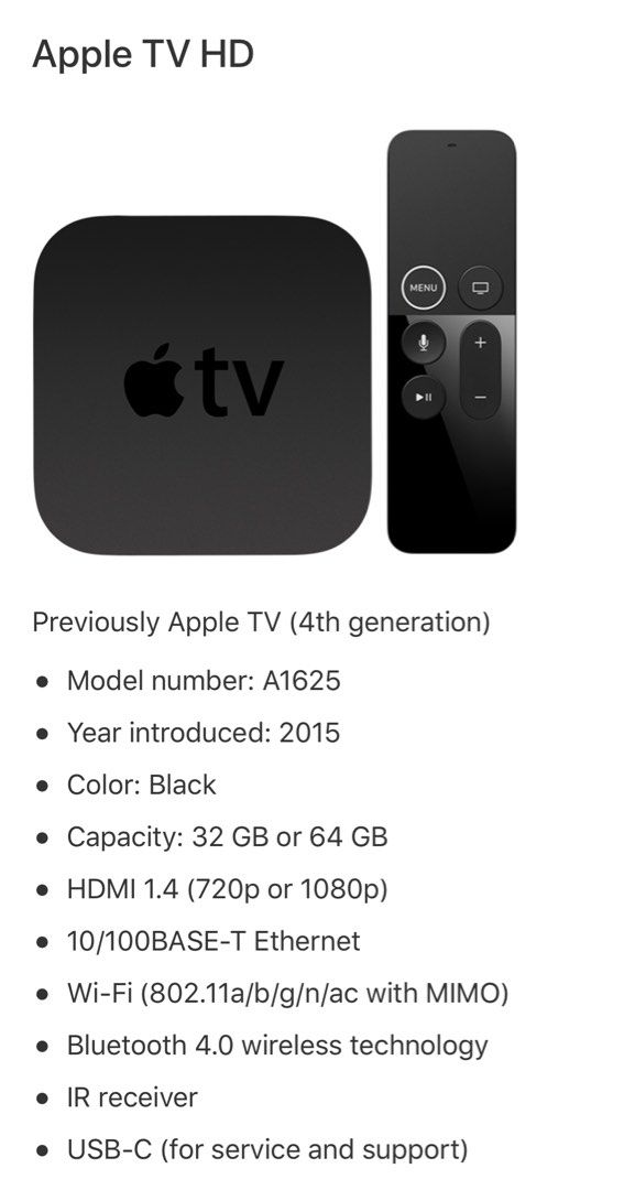 Apple TV 4th Gen, TV & Home Appliances, TV & Entertainment ...