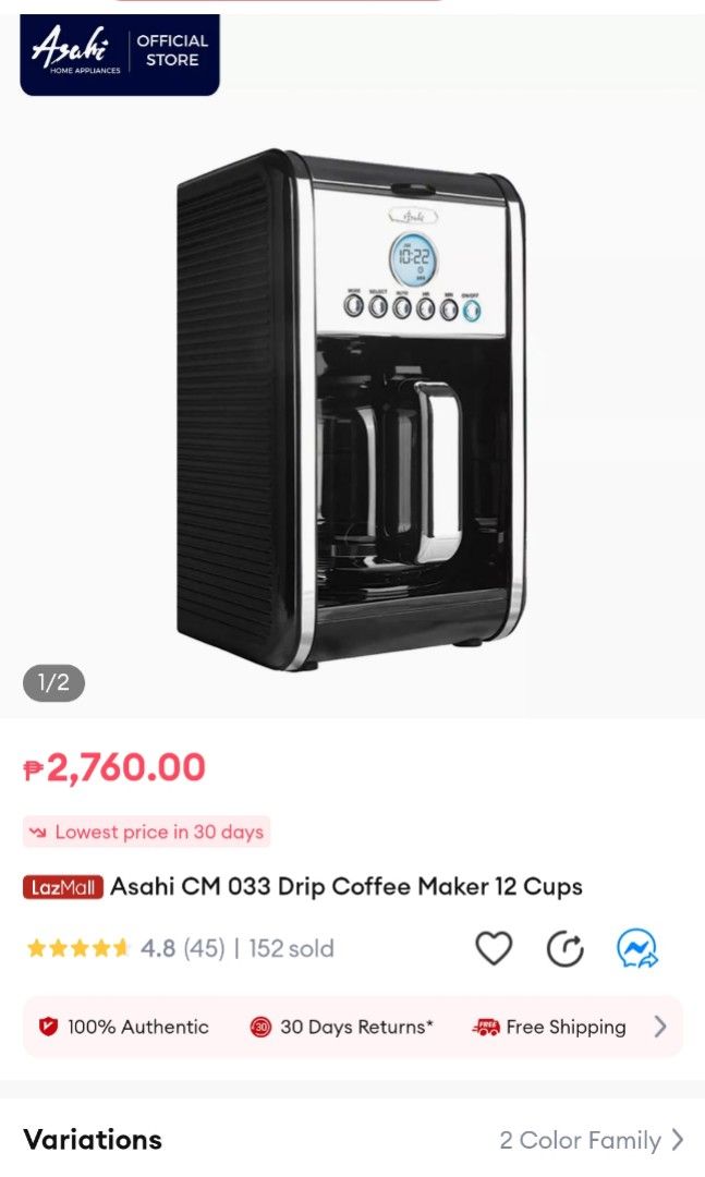 ASAHI COFFEE MAKER, TV & Home Appliances, Kitchen Appliances, Coffee ...