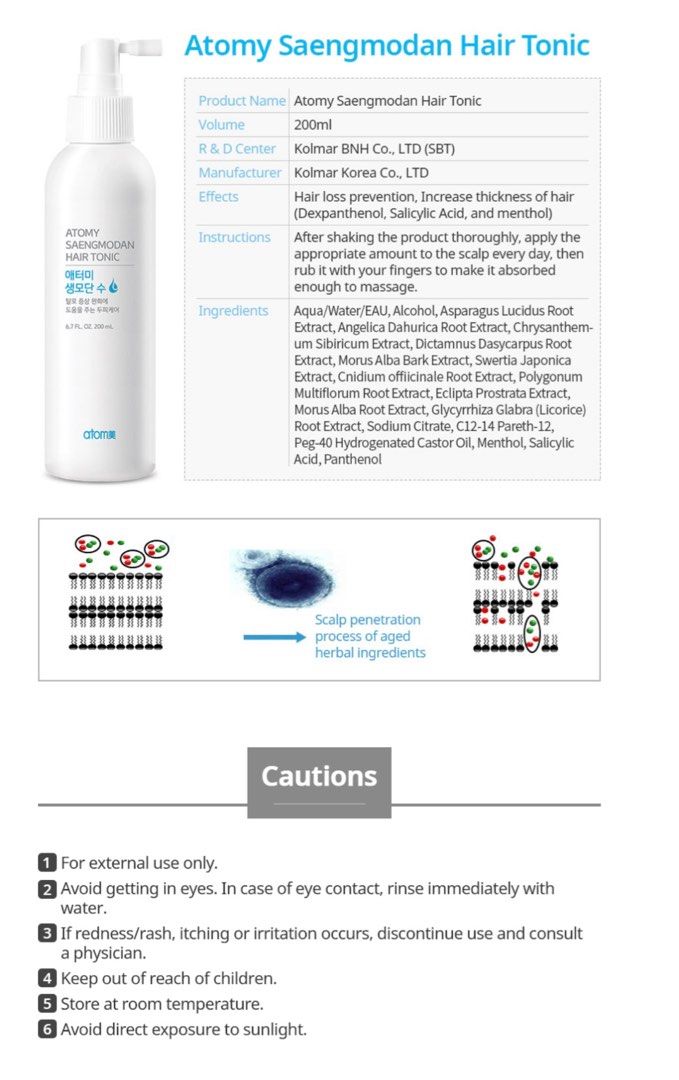 Atomy hair tonic, Beauty & Personal Care, Hair on Carousell