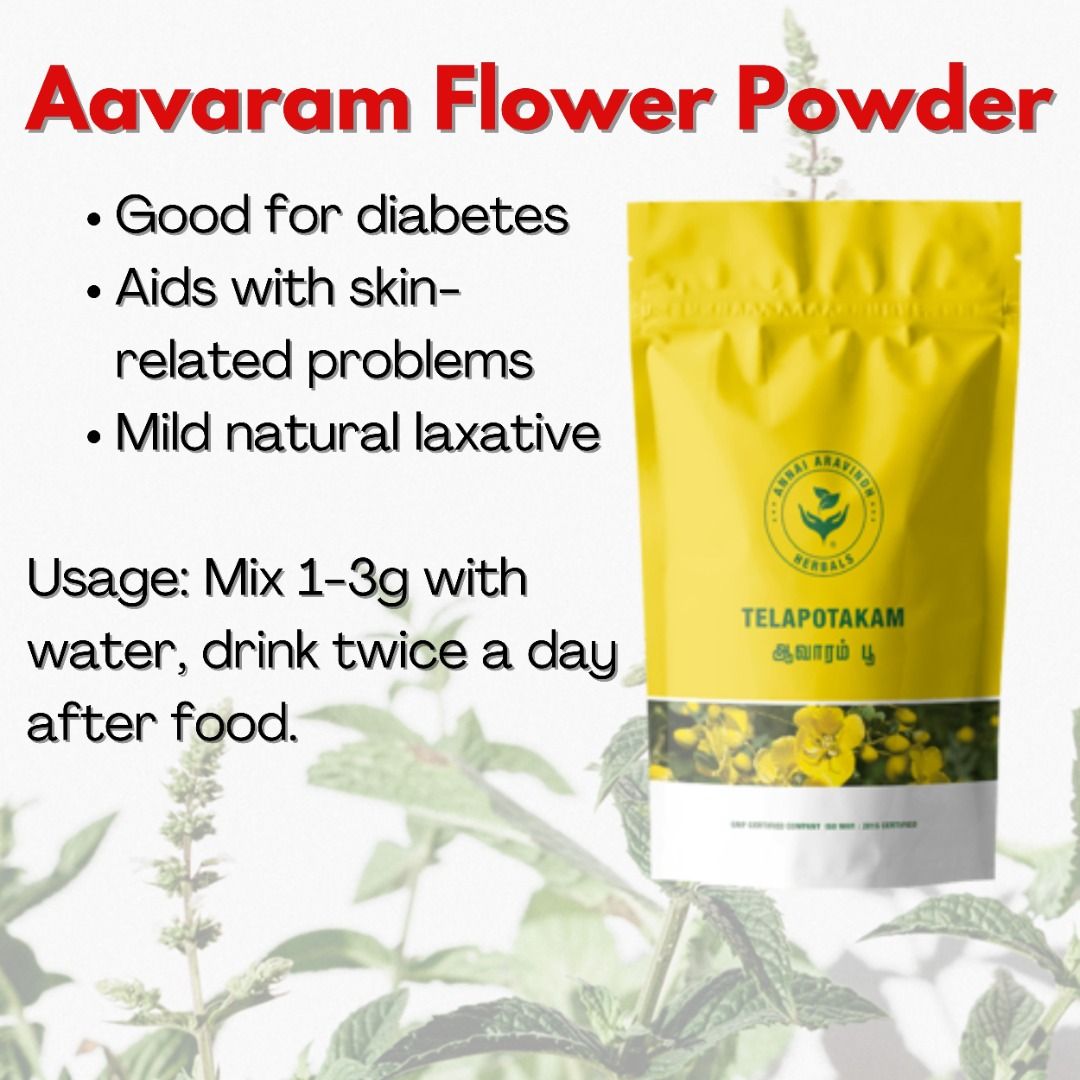 Avaram Flower Powder | 50g | Annai Aravindh Herbals | Indian Herbs and ...