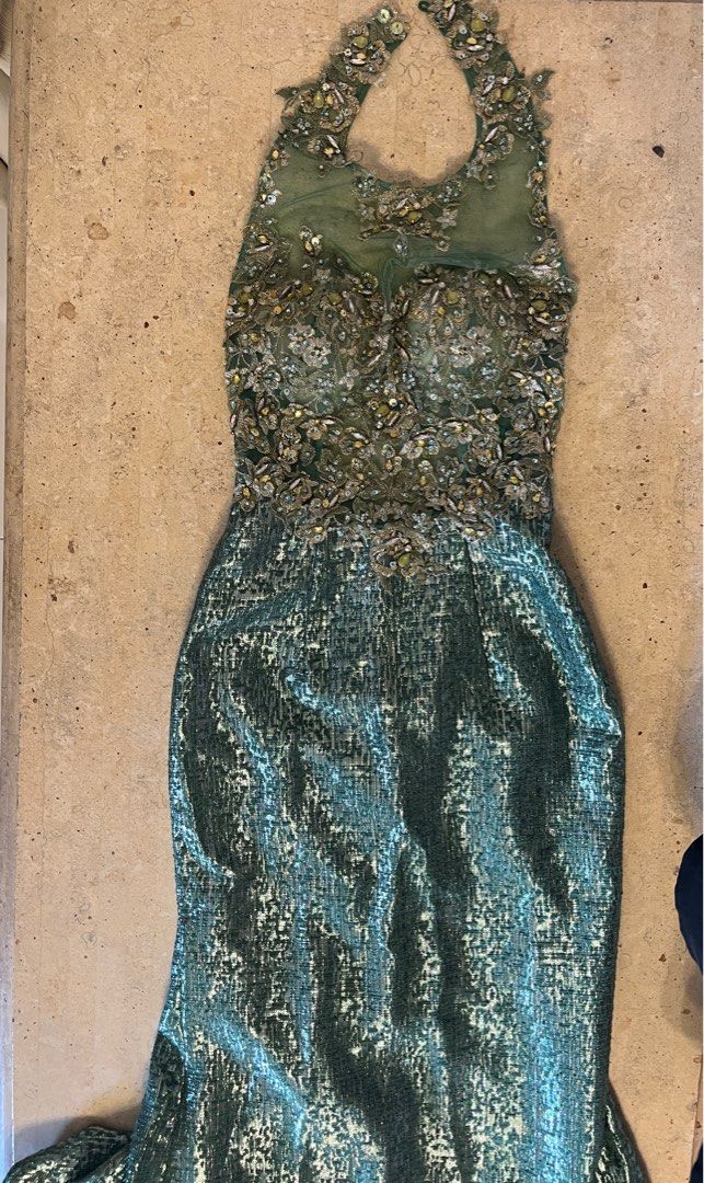 Beautiful Shimmer sequin green gown, Women's Fashion, Dresses & Sets ...