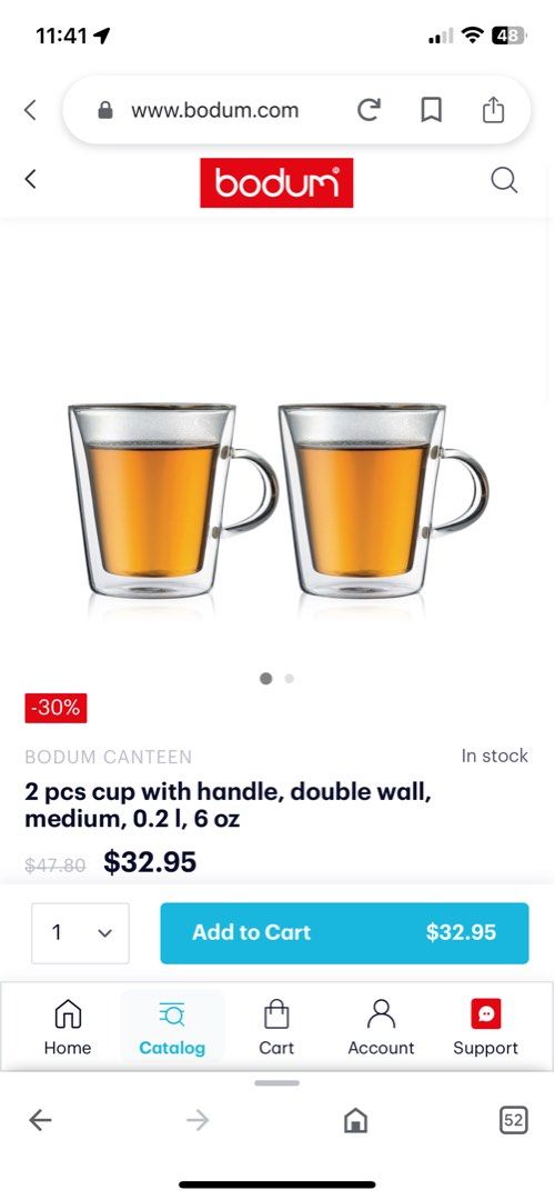 Bodum 2x Double walled Canteen Glass Cups, Furniture & Home Living ...