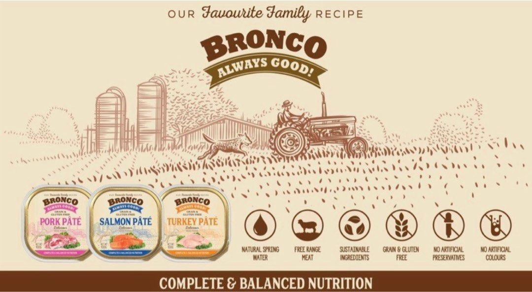 Bronco (Grain & Gluten Free), Pet Supplies, Pet Food on Carousell