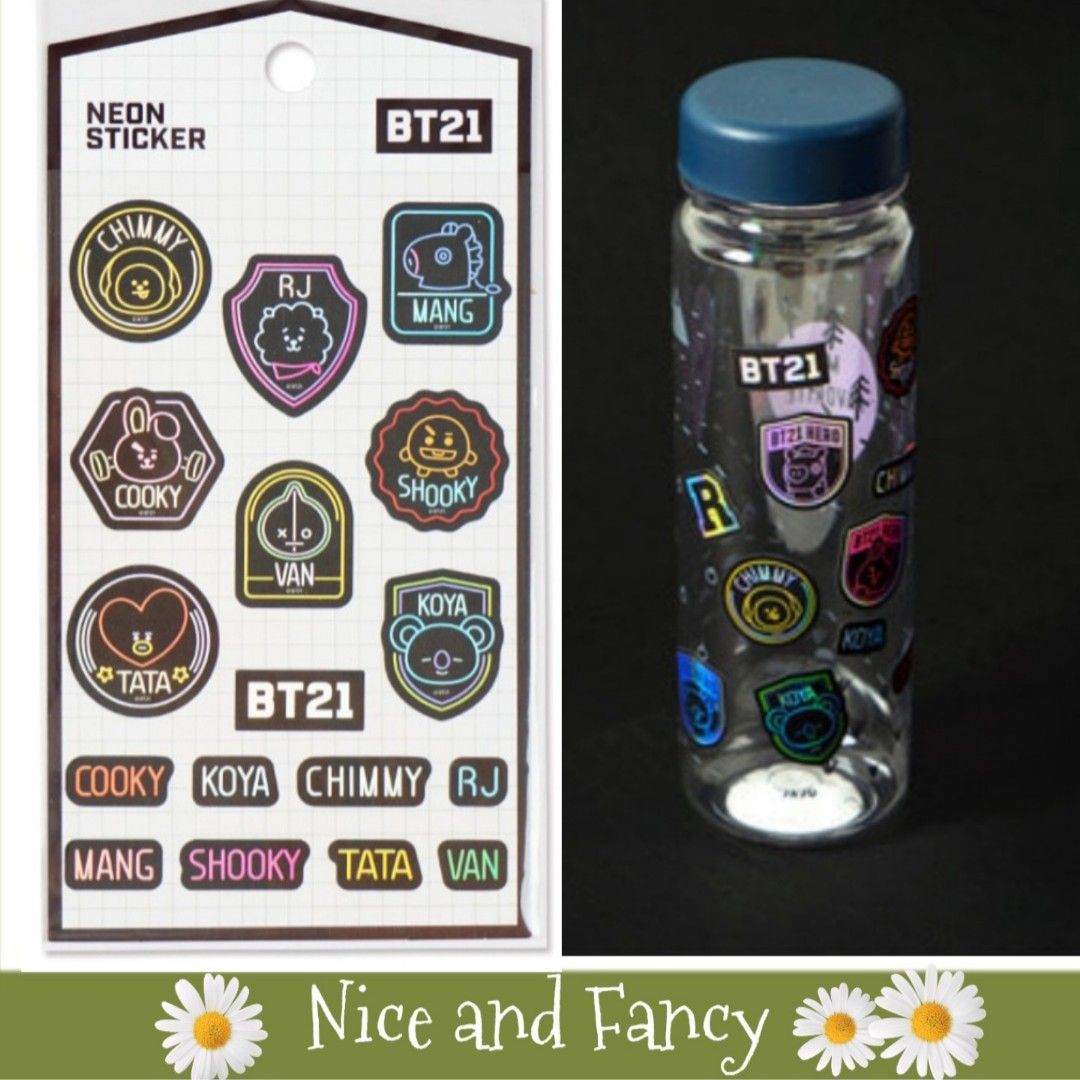BT21 NEON Sticker -BLACK, Hobbies & Toys, Stationary & Craft, Other ...
