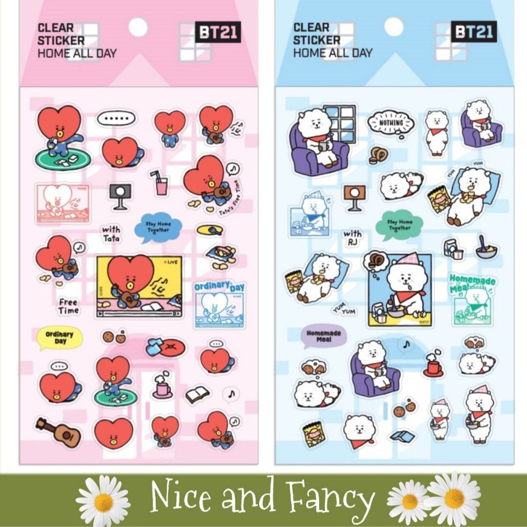 BT21 TATA / RJ Home All Day Sticker, Hobbies & Toys, Stationary & Craft ...