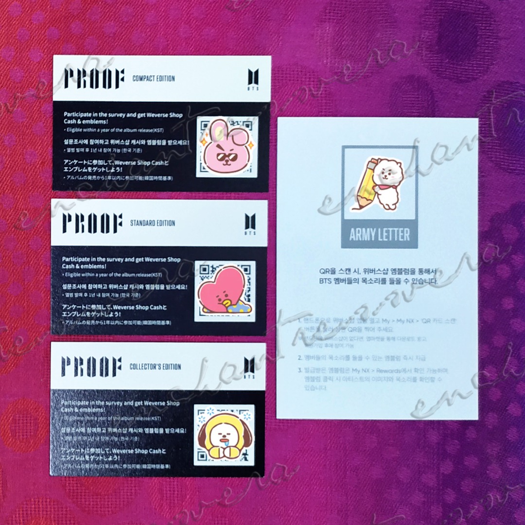 BTS Proof Album Weverse Unscanned QR Code Set, Hobbies & Toys ...