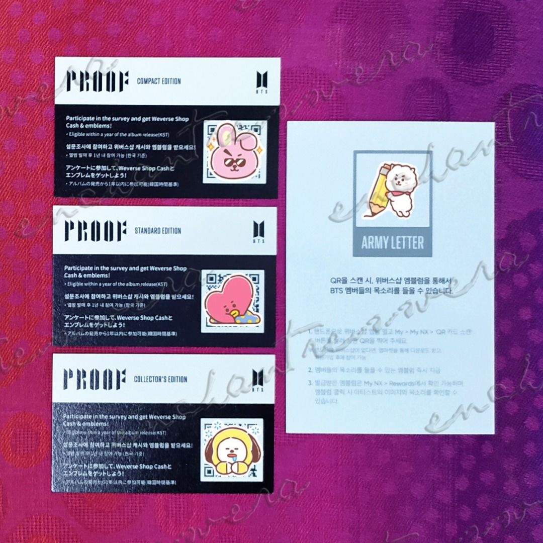 BTS Proof Album Weverse Unscanned QR Code Set, Hobbies & Toys ...