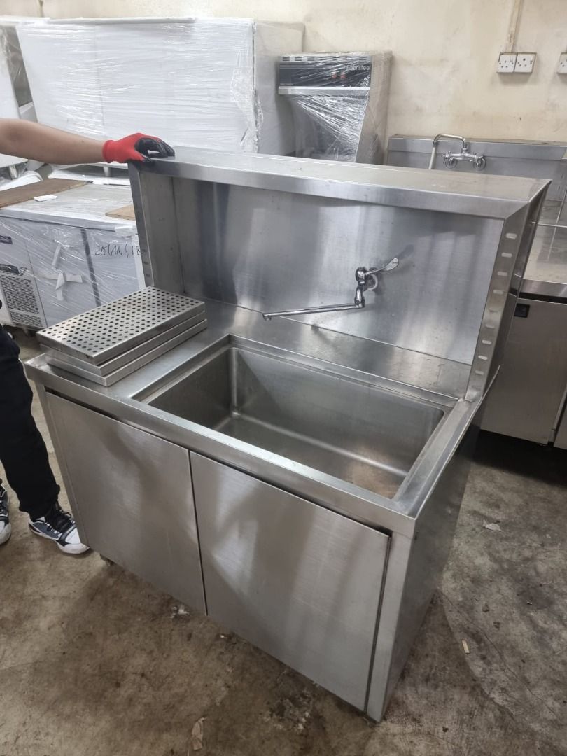 Bubble Tea Sink Counter Single Bowl Sink Counter Cabinet c/w 2 Door ...