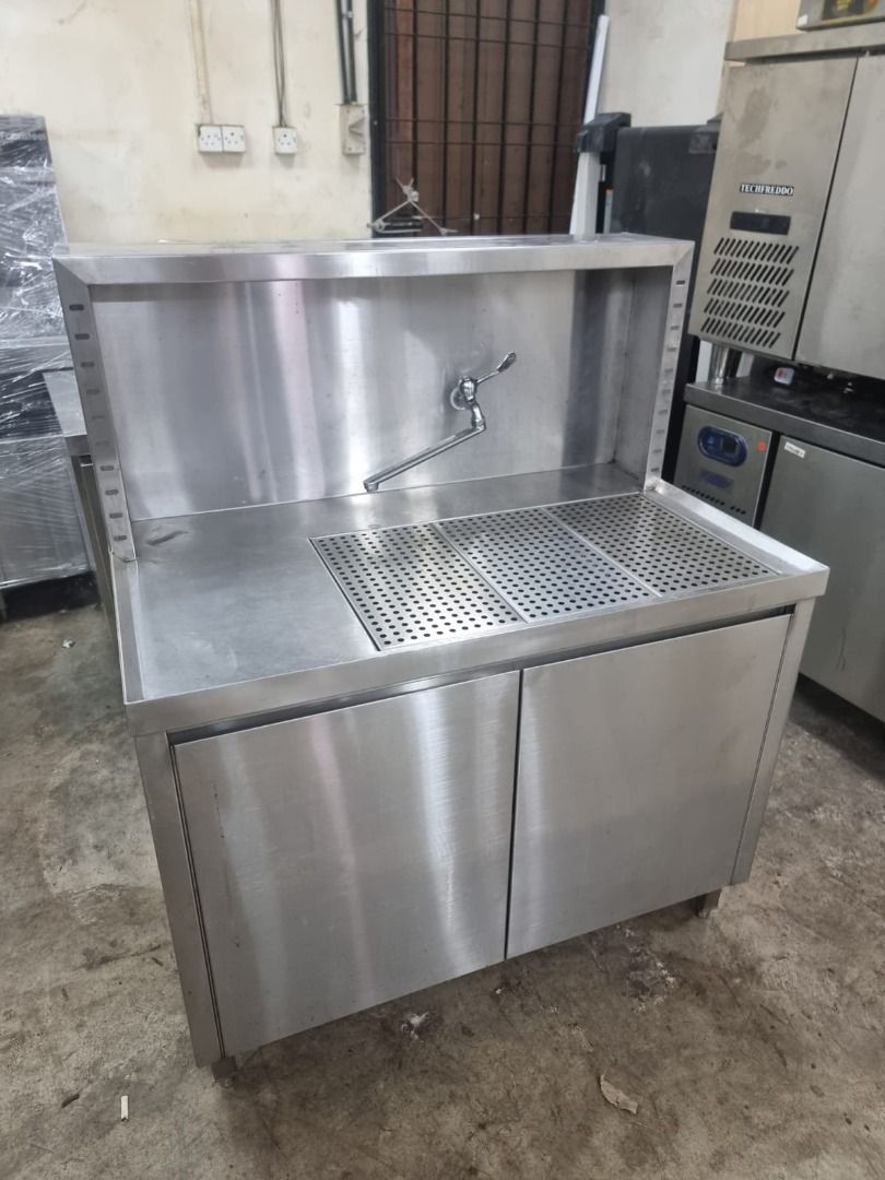 Bubble Tea Sink Counter Single Bowl Sink Counter Cabinet c/w 2 Door ...