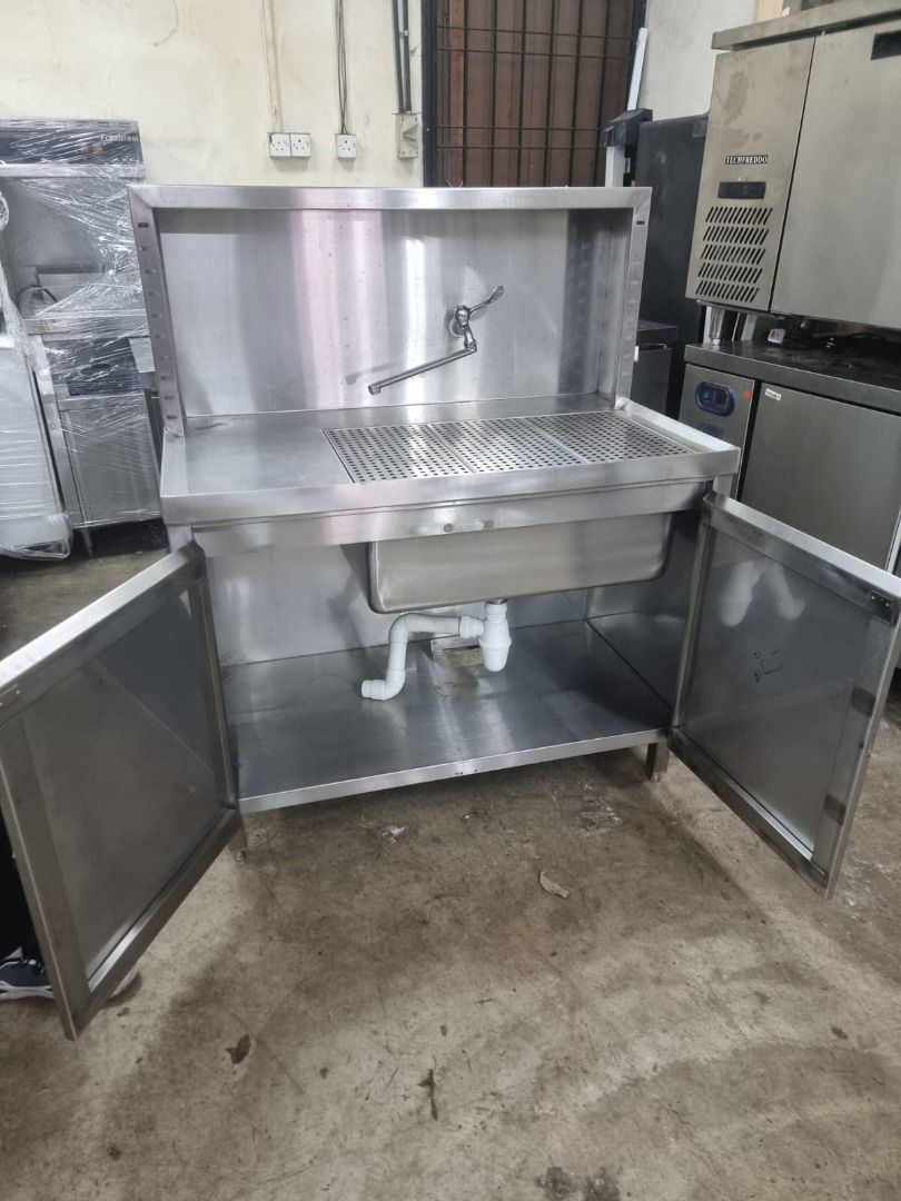 Bubble Tea Sink Counter Single Bowl Sink Counter Cabinet c/w 2 Door ...