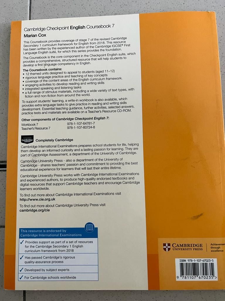 Cambridge Checkpoint English Coursebook & Workbook | 7, Hobbies & Toys ...