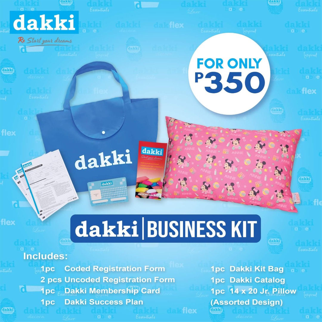 DAKKI MEMBERSHIP/BUSINESS KIT W/ FREE 1 KIDDIE BOSLTER, Furniture & Home Living, Bedding ...