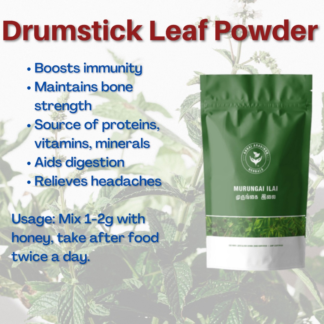 Drumstick Leaf Powder / Murungai Ilai / Moringa Leaf | 50g | Annai Aravindh Herbals | Indian ...