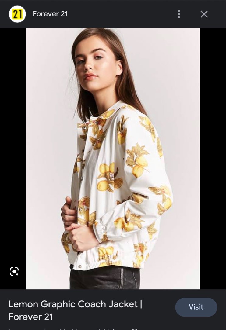 Forever 21 Lemon Graphic Coach Jacket, Women's Fashion, Coats, Jackets ...