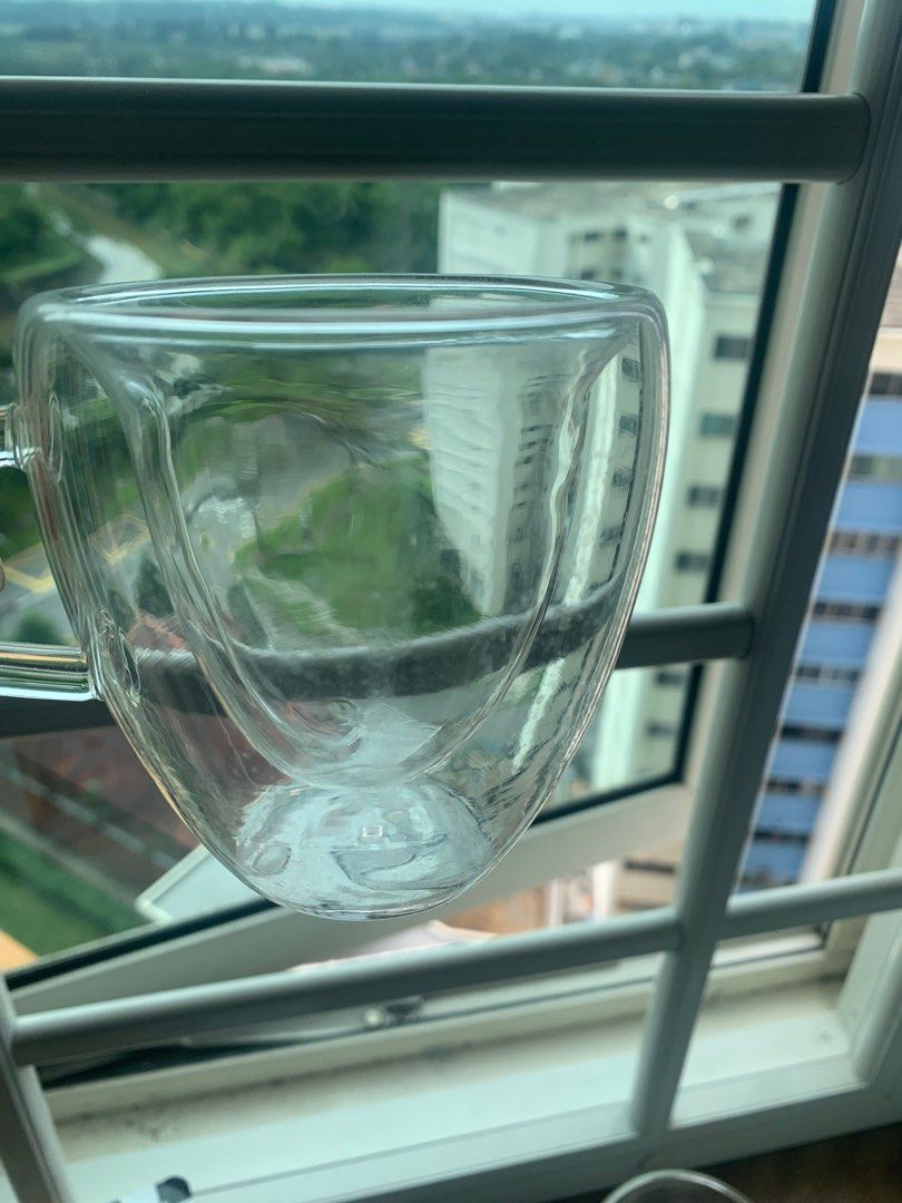 Glass Cups - double walled heart shaped cups, Furniture & Home Living ...