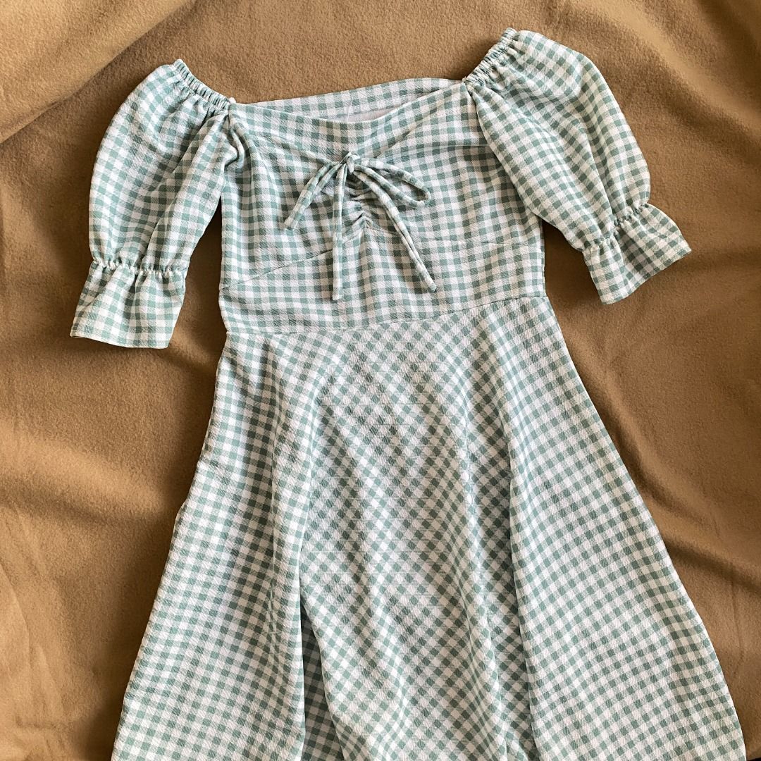 Green Checkered Dress, Women's Fashion, Dresses & Sets, Dresses on ...