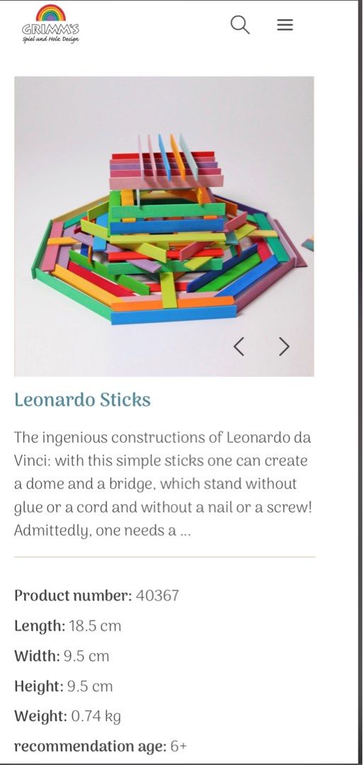Grimms Leonardo Sticks (100pcs), Hobbies & Toys, Toys & Games on Carousell