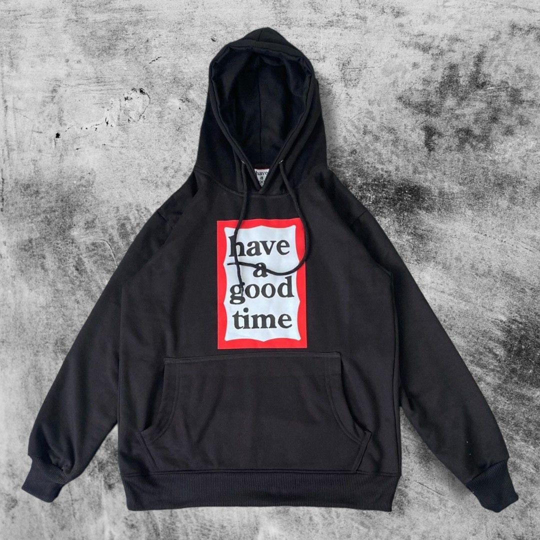Hoodie Have A Good Time HAGT Hitam, Fesyen Pria, Pakaian , Baju Luaran ...