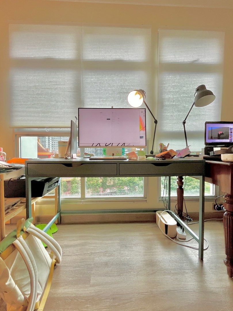 IKEA ALEX Desk and TERTIAL Lamp, Furniture & Home Living, Furniture ...