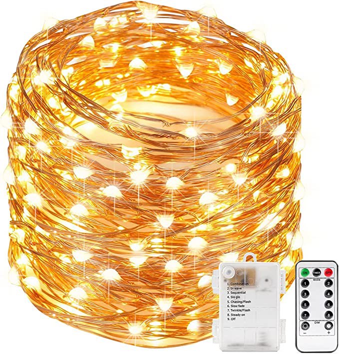 Kohree 120 Micro LEDs Fairy String Lights Battery Powered 40ft Long ...