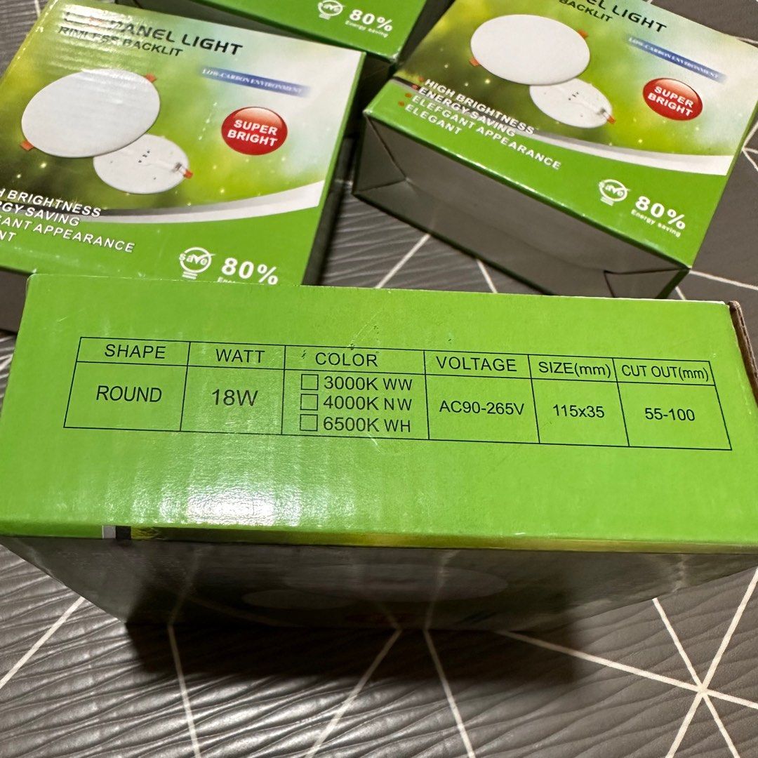 LED Downlight Panel Light Rimless Backlit 18W, Furniture & Home Living ...