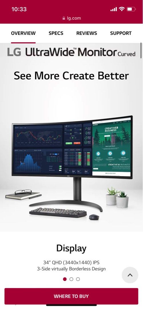 LG Curved UltraWide 34-inch QHD IPS Display Monitor (34WP85CN-B ...