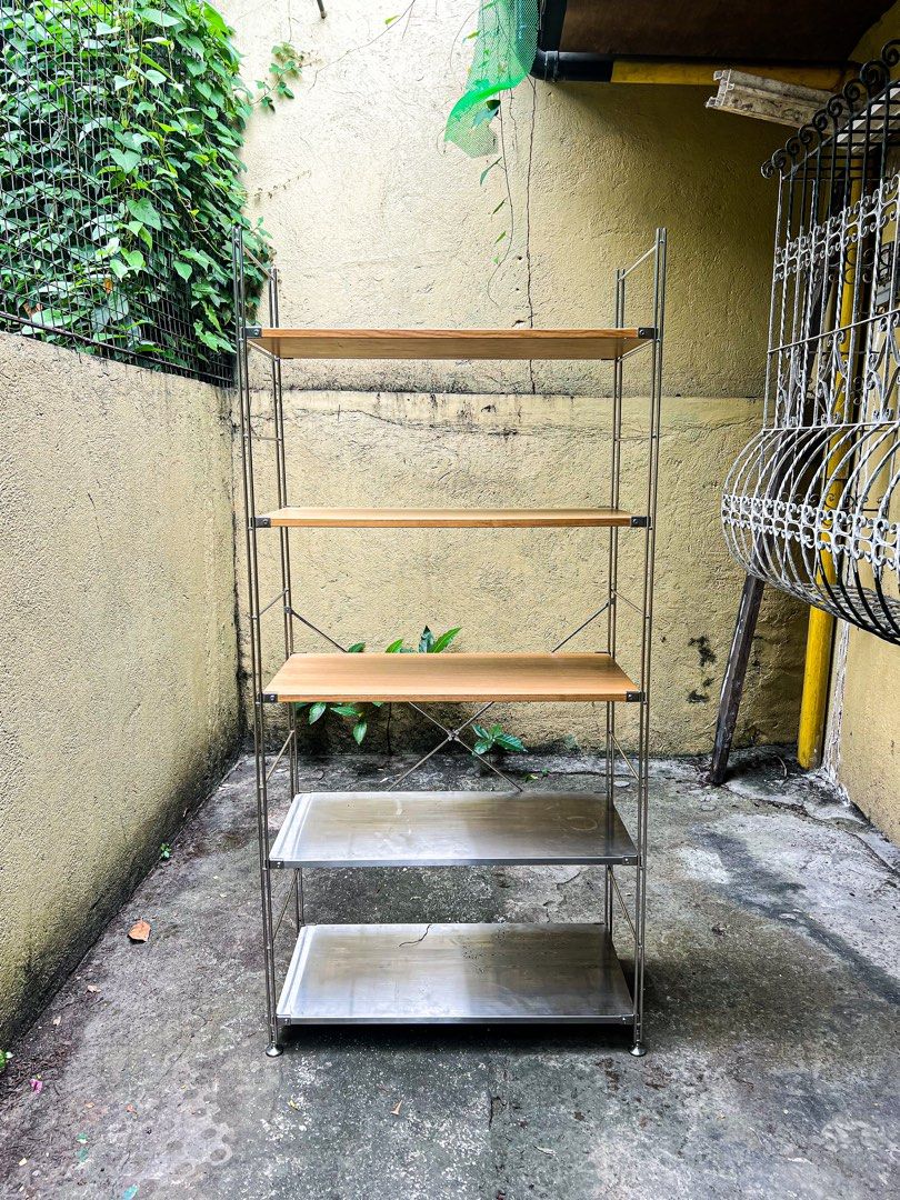 MUJI oak and stainless shelves, Furniture & Home Living, Furniture ...
