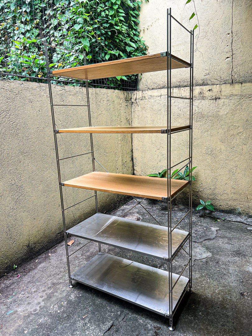 MUJI oak and stainless shelves, Furniture & Home Living, Furniture ...
