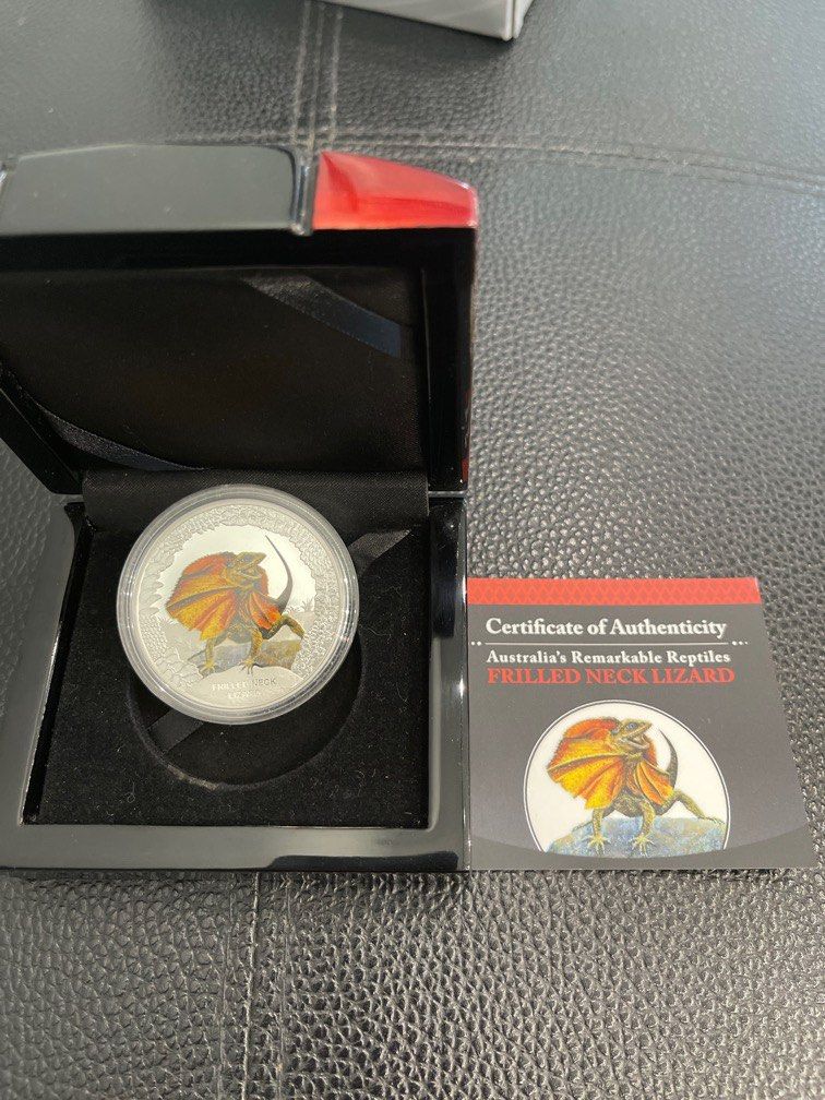 Perth Mint Frilled Neck Lizard 1oz 999. Silver coin, Hobbies & Toys ...