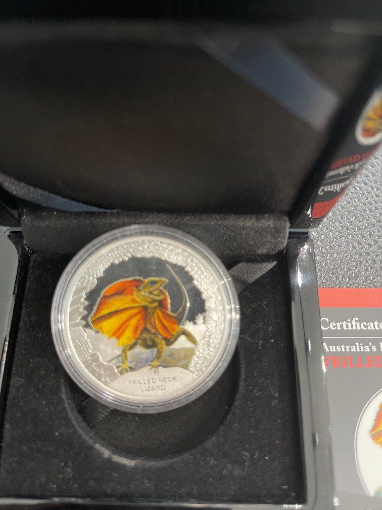 Perth Mint Frilled Neck Lizard 1oz 999. Silver coin, Hobbies & Toys ...