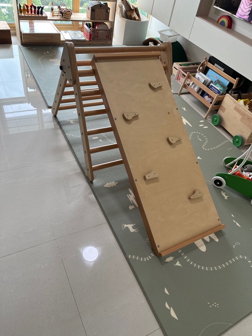 Pikler Triangle (foldable) + ramp (rock wall and slide), Babies & Kids ...