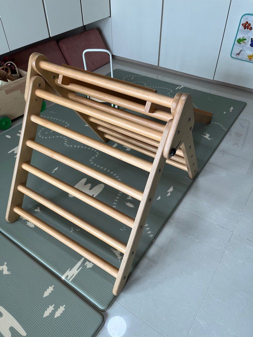 Pikler Triangle (foldable) + ramp (rock wall and slide), Babies & Kids ...