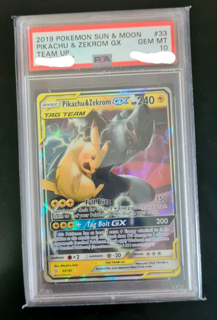 Pokemon pikachu and zekrom gx tag team psa 10 team up sun and moon, Hobbies & Toys, Toys & Games ...