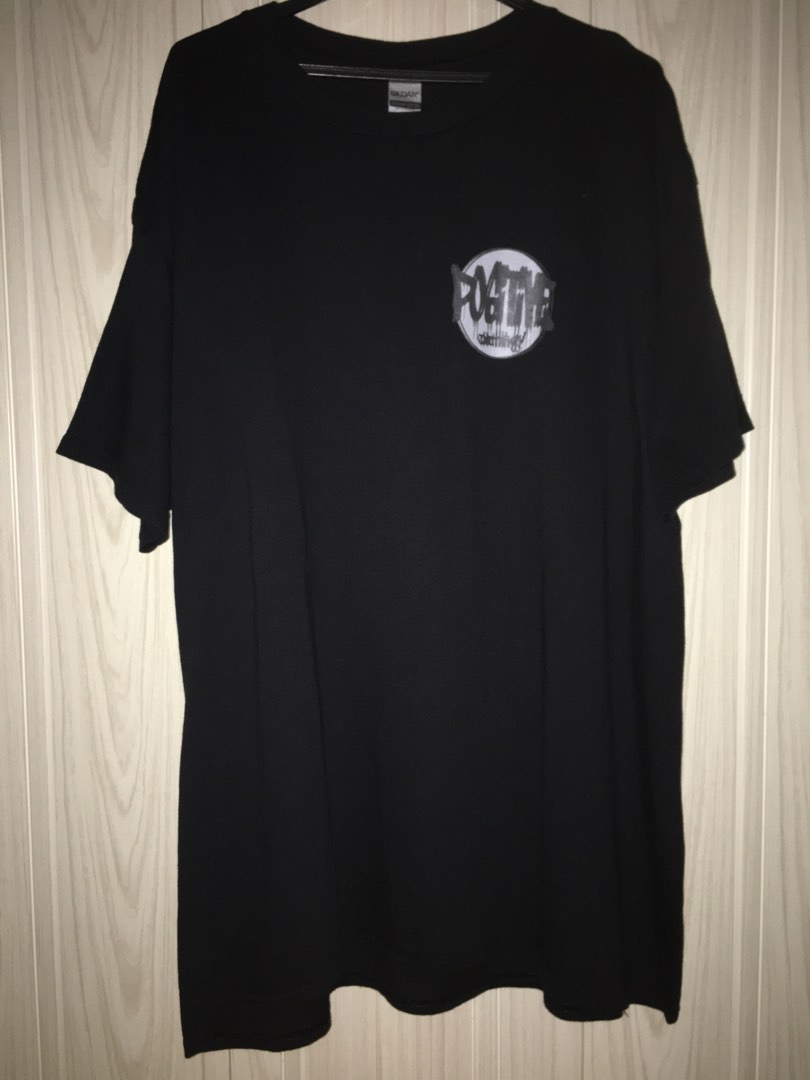 POSITIVE CLOTHING SCRIPT LOGO FRONT AND BACK BLACK TSHIRT, Men's ...