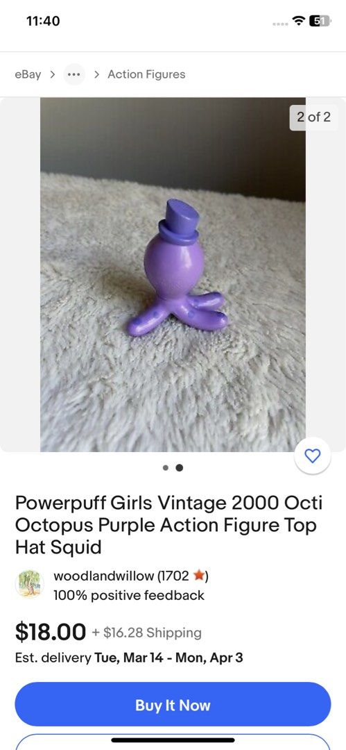 Powerpuff Girls Vintage 2000 Octi Octopus Purple Action Figure Top Hat ...