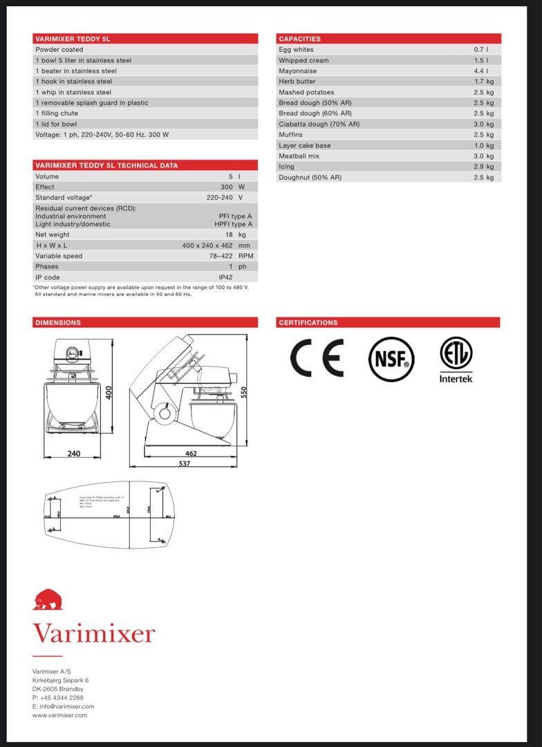 Mixer Professional Planetary 5 liters Varimixer, TV & Home Appliances, Kitchen Appliances, Hand ...