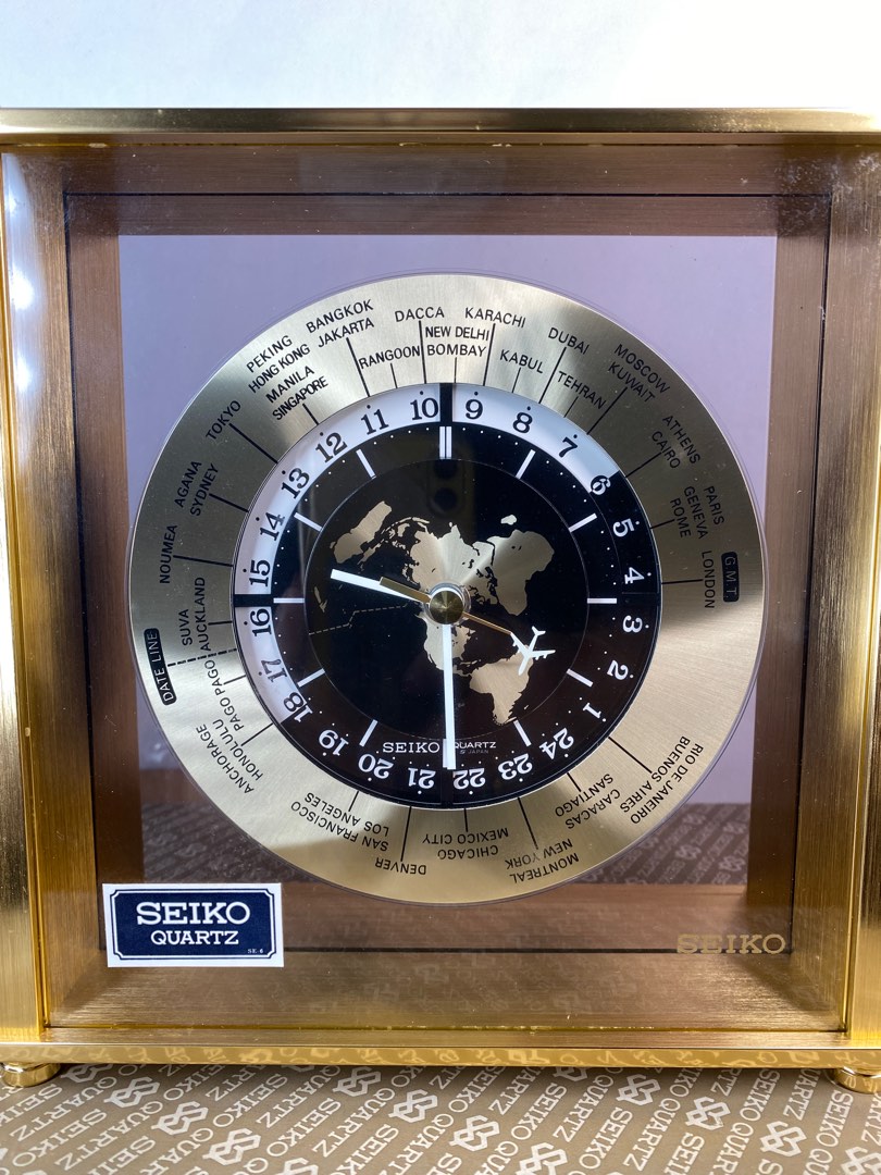 Seiko QZ-885A World Time Quartz Table Clock, Furniture & Home Living ...